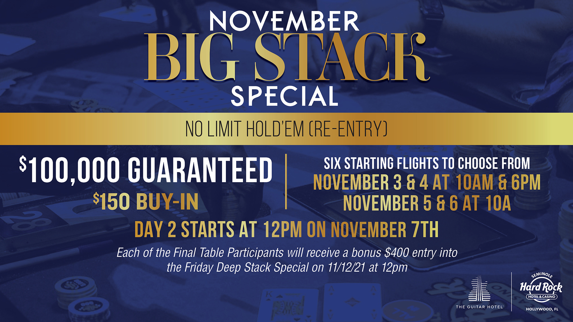 November Big Stack Special Chip Counts Thru Flight F | Seminole Hard ...