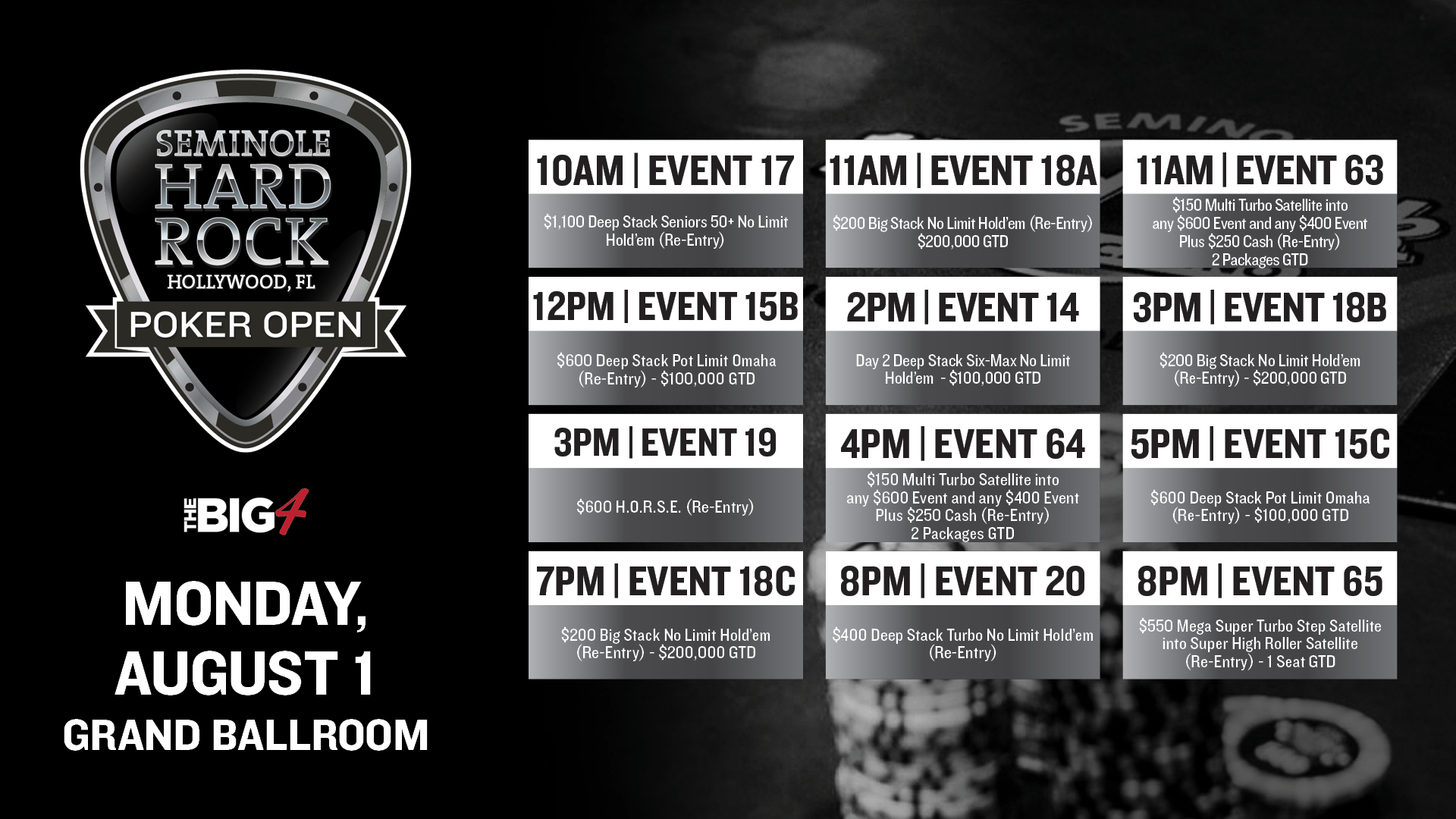 SHRPO Day 6 Schedule Seminole Hard Rock Hollywood Poker