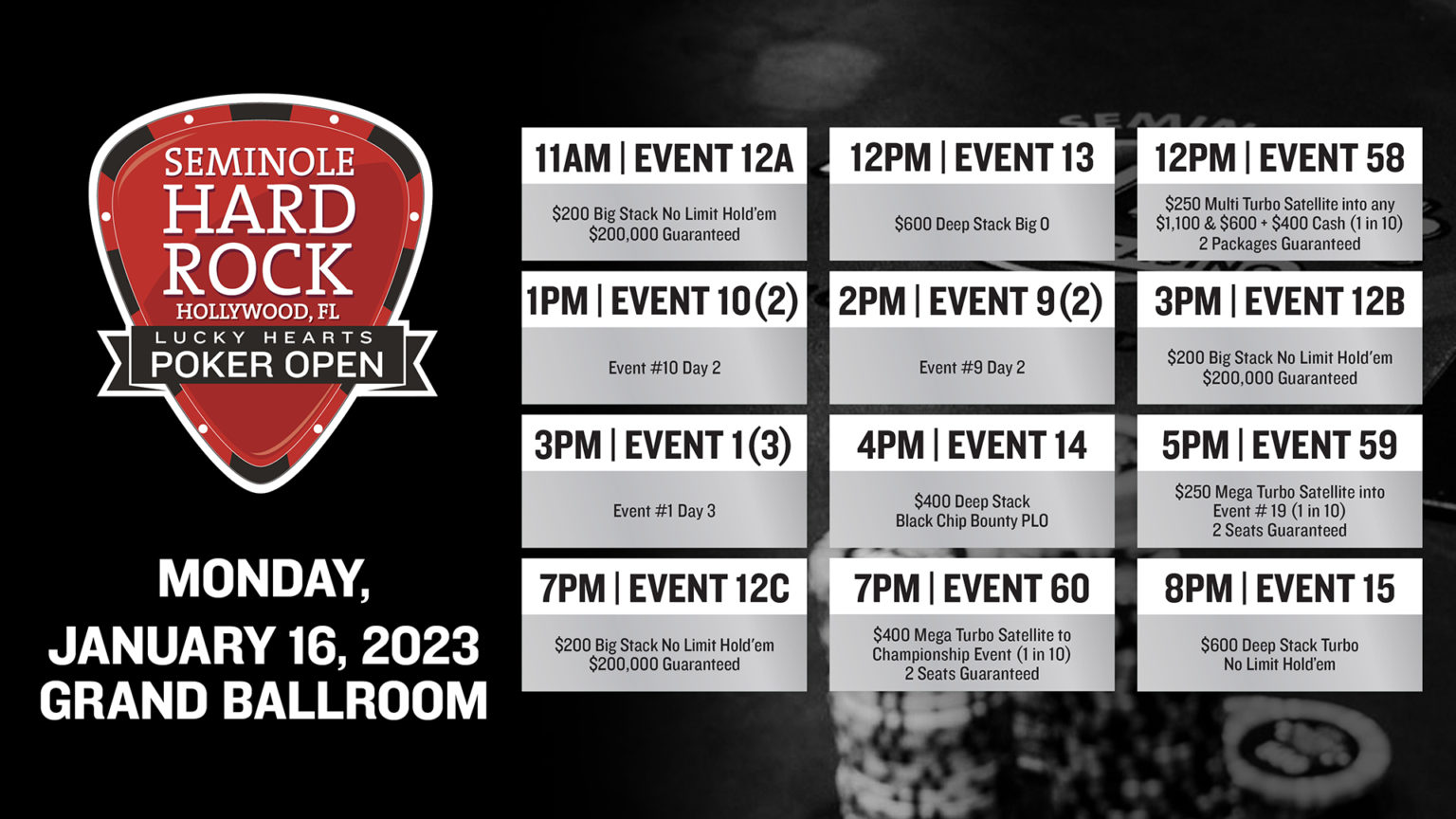 LHPO Day 5 Schedule Seminole Hard Rock Hollywood Poker LHPO Day 5 Schedule Seminole Hard Rock Hollywood Poker